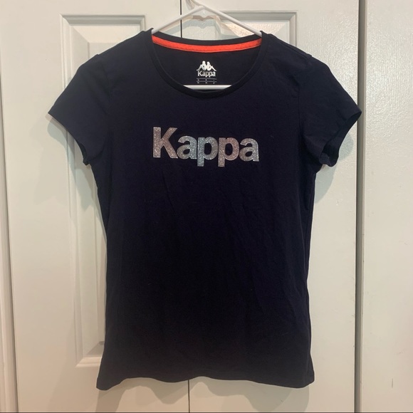 Kappa | Tops | Kappa Glitter Logo Graphic Blue Short Sleeve Shirt ...